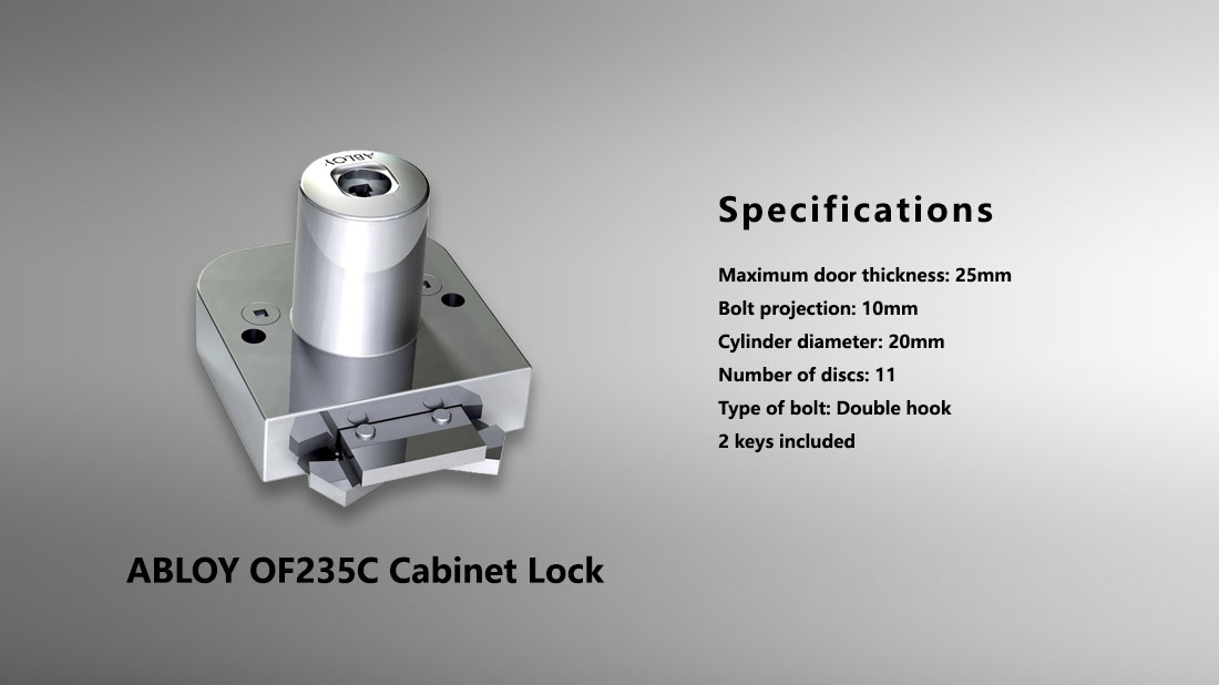 Abloy OF235C Double Hook Cabinet Lock c/w 2-Keys - Hong Kong Security ...